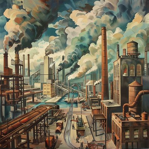 Original Industrial Symphony Urban Industrial Art Factory Scene Art