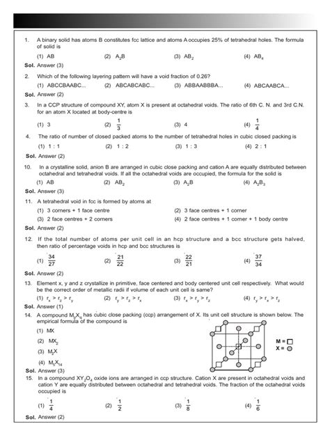 Cpp Answers Packing In Solids And Voids Pdf Crystal Structure Materials