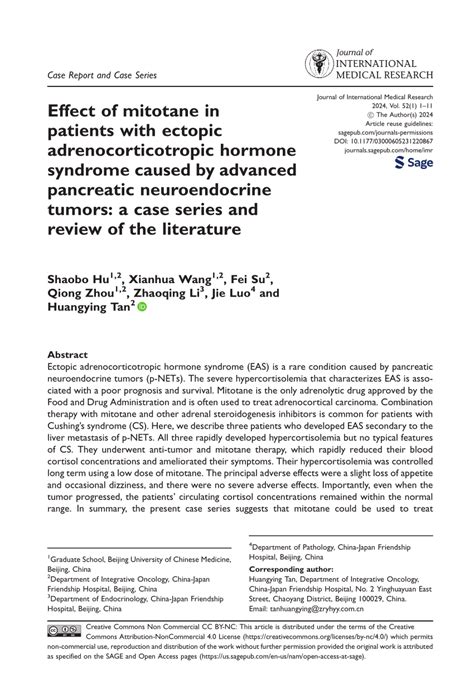 Pdf Effect Of Mitotane In Patients With Ectopic Adrenocorticotropic