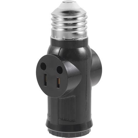 Light Socket To Plug Adapter With Pull Switch E26 Bulb Splitter Double 3 Prong Outlet Converter