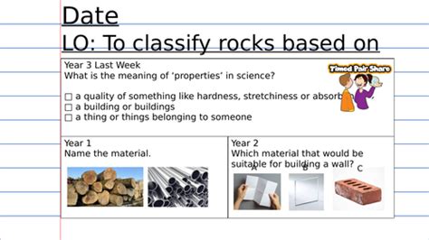 Classifying Rocks Based On Their Properties Lesson Ks2 Teaching Resources