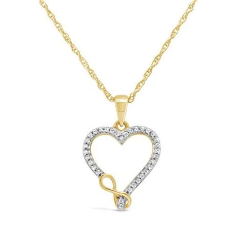 Loving Hearts 10k Yellow Gold 010ctw Diamond Heart Infinity Pendant