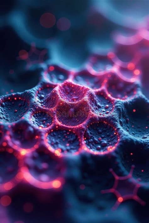 microscopic view of interconnected hexagonal cells vibrant colors