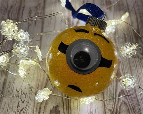 Custom Yellow Minion Inspired Glitter Christmas Ornament Etsy