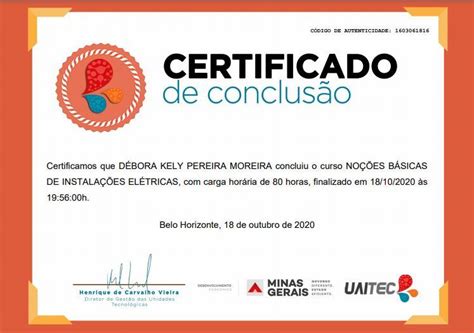 débora moreira on linkedin certificado de conclusão do curso noções