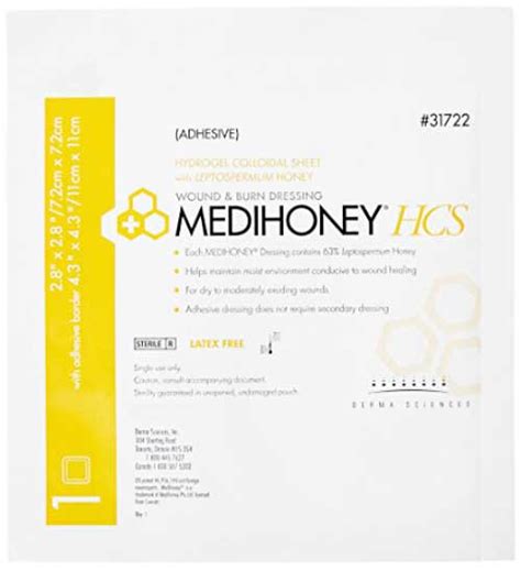 Medihoney Hcs Hydrogel Colloidal Sheet Dressing Derma Sciences 31622 31644 31722 31744