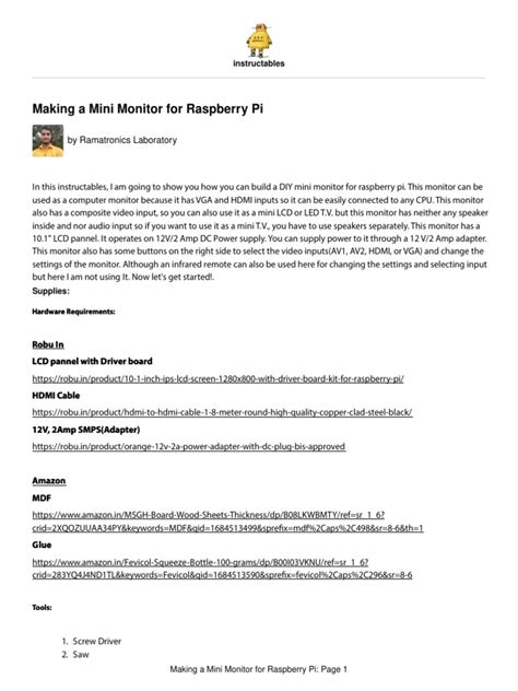 making a mini monitor for raspberry pi pdf computer monitor