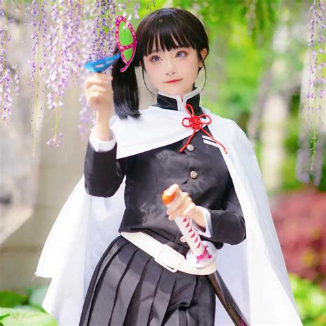 Kanawo Anime Cosplay Costume Tsuyuri Kanao Dress Clothing Kimono Wig Butterfly Headdress