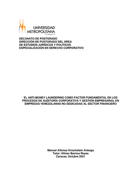 Kirschstein A Ma Teg Grado Decanato De Postgrado DirecciÓn De