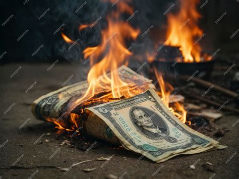 Premium Ai Image Burning Doller Bill