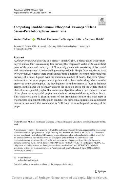 PDF Computing Bend Minimum Orthogonal Drawings Of Plane SeriesParallel Graphs In Linear Time
