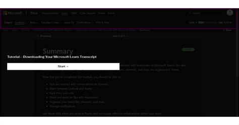 Tutorial Downloading Your Microsoft Learn Transcript