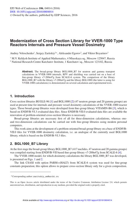 Pdf Modernization Of Cross Section Library For Vver 1000 Type
