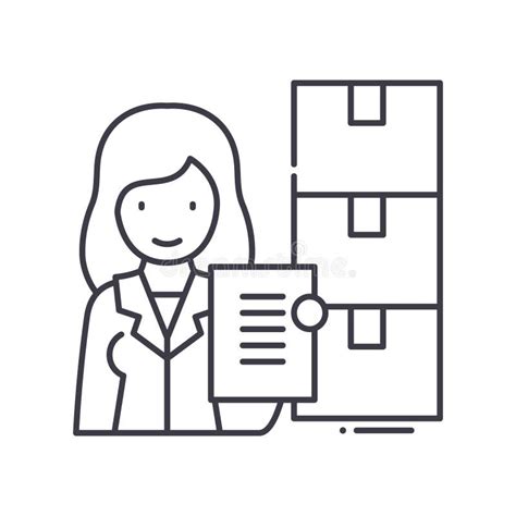 Inventory Hub Linear Icons Set Storage Assets Stock Supplies