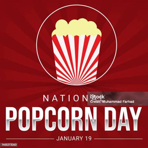 전국 팝콘의 날 빨간 배경에 팝콘과 타이포그래피가 있는 벽지 팝콘 데이 배경 0명에 대한 스톡 벡터 아트 및 기타 이미지 0명 1월 가득 찬 Istock