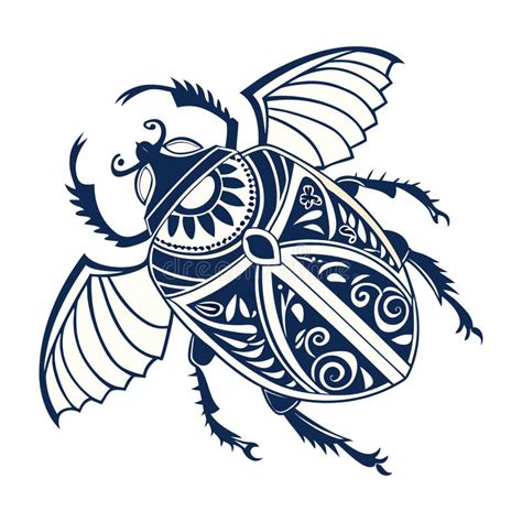 Flying Scarab Beetle With Open Wings Line Art Vector Design Generative