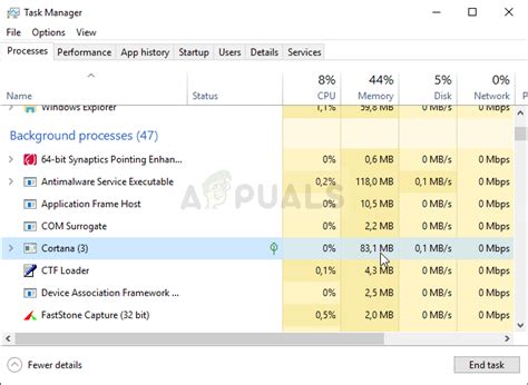 how to fix cortana using memory on windows