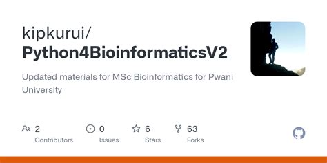Github Kipkurui Python Bioinformaticsv Updated Materials For Msc Bioinformatics For Pwani