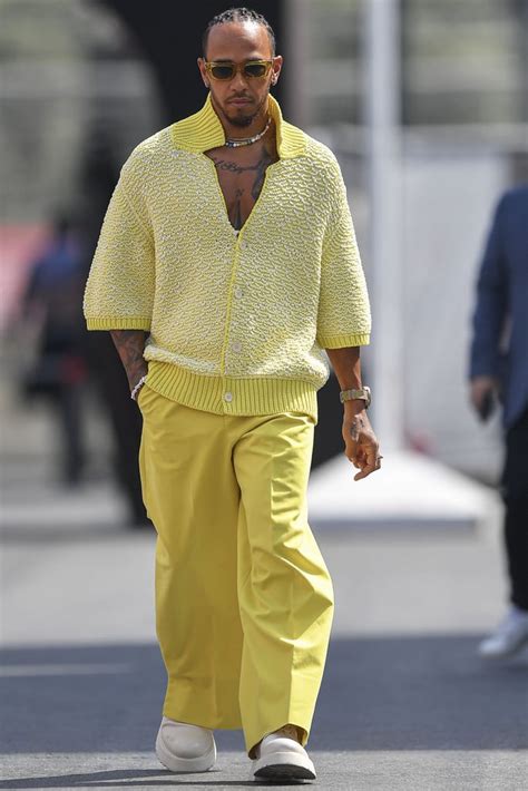 Lewis Hamilton In Yellow Outfit The F1 Grand Prix Of Azerbaijan