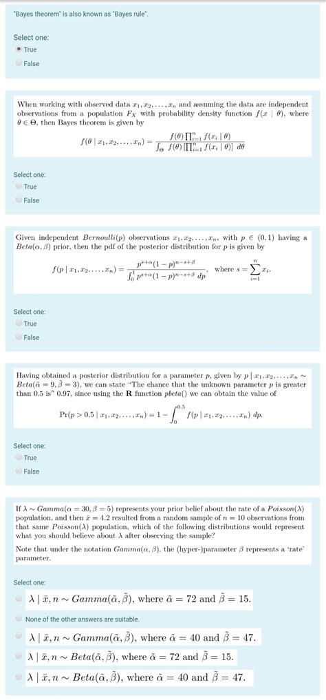 Solved Bayes Theorem Is Also Known As Bayes Rule Select