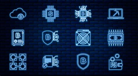 세트 라인 지분의 증거 회로와 암호 화폐 비트 코인 Cpu 마이닝 농장 방패 구름 Asic 광부와 프로세서 칩 달러 아이콘 벡터 0명에 대한 스톡 벡터 아트 및 기타 이미지