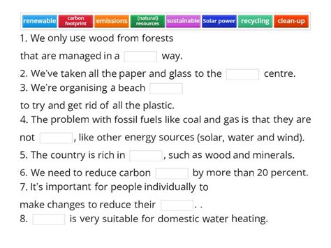 Environment Complete The Sentence