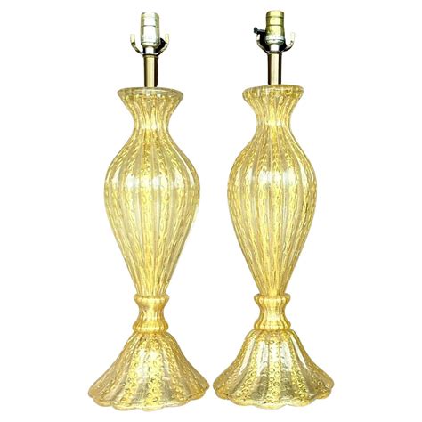 Vintage Regency Murano Glass Table Lamps A Pair For Sale At 1stdibs