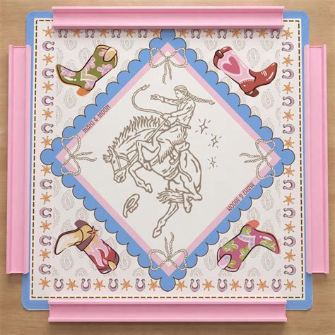 Cowgirl Mahjong Mat Western Mahjong Table Mat Rodeo Mahjong Mat Pink
