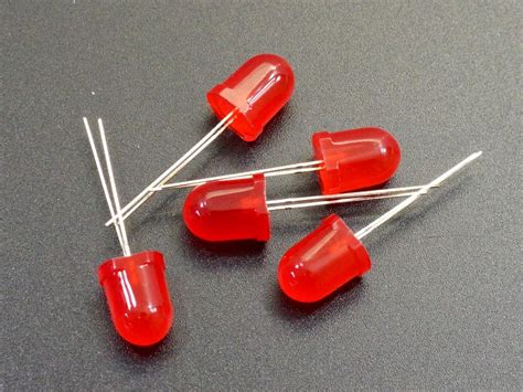 LED Red 10mm Diffused General Purpose 5 Pack ProtoSupplies