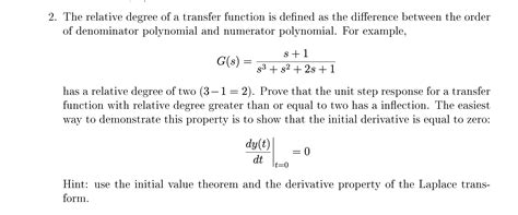 Solved The Relative Degree Of A Transfer Function Is Defined