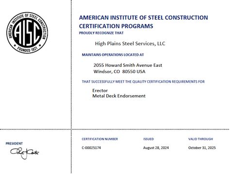 Quality And Aisc Certified Company High Plains Steel Services