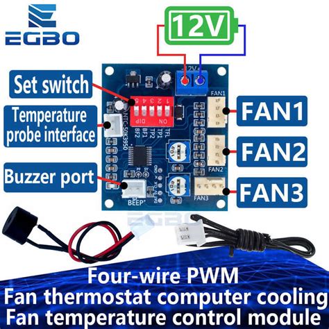 Jual Fan PWM Four Wire Thermostat Computer Cooling Fan Module Automat Temperature Control Speed