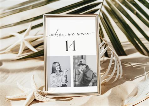 Photo Table Numbers When We Were Age Table Numbers Template Wedding