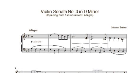 Violin Sonata No 3 In D Minor Opening From 1st Movement Allegro