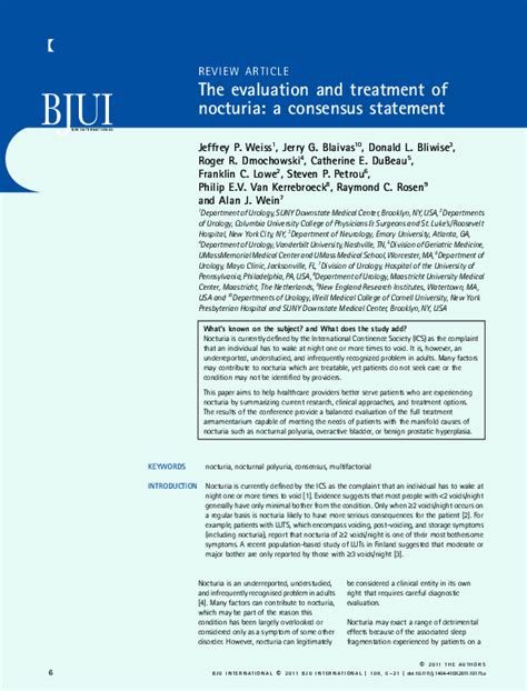 Pdf The Evaluation And Treatment Of Nocturia A Consensus Statement