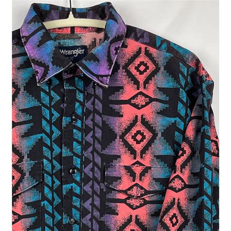 Vintage × Wrangler Western Patterned Button Up Grailed