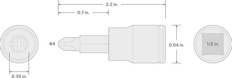 12 Inch Drive X 4 Phillips Bit Socket Tekton