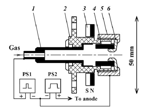 Cathode Assembly 1 Trigger Electrode With Gas Supply 2 Insulator