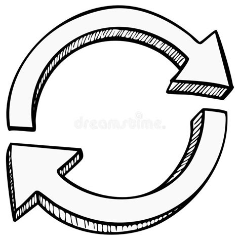 Hand Drawn Refresh And Recycle Symbol With Circular Arrows In A Sketch