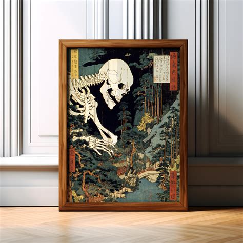 Gashadokuro Skeleton Poster Japanese Ukiyo E Wall Art Folklore Yokai