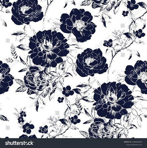 Tropical Big Flower Pattern Over 9398 Royalty Free Licensable Stock