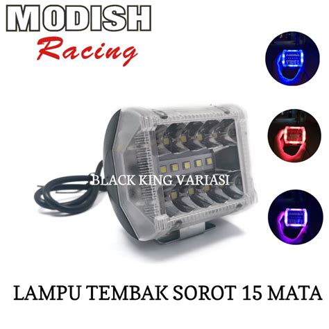 Jual Lampu LED Bar Tembak Sorot Laser Gun CREE Motor Lampu Laser Plus Senja Lampu Senja 15 Mata