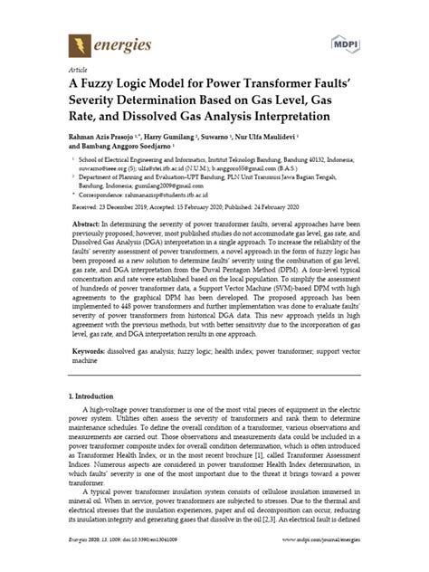 A Fuzzy Logic Model For Power Transformer Faults Pdf