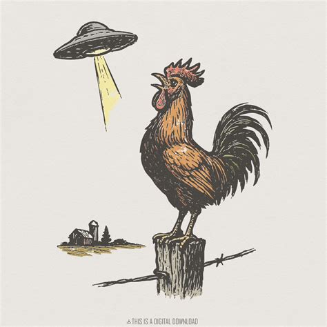 Ufo Rooster Png Alien Chicken Abduction Png 300 Dpi Design For T