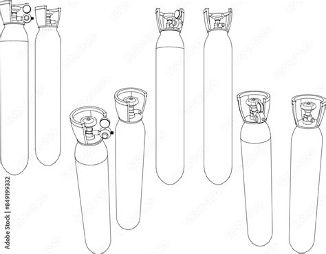 Vector Illustration Sketch Drawing Detailed Design Of Oxygen Cylinder