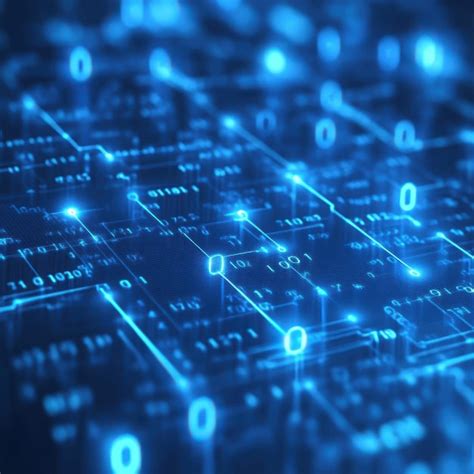 Abstract Digital Background With Glowing Blue Lines And Binary Code Representing Technology