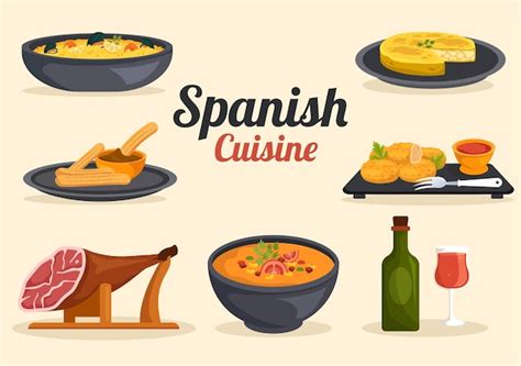 Restaurante De Menu De Cozinha De Comida Espanhola Com Várias Receitas