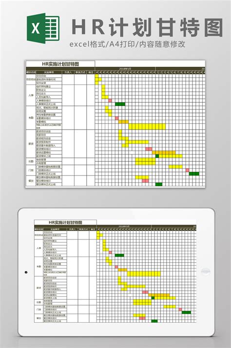 Hr實施計劃甘特圖excel模板 Xls Excel模板素材免費下載 Pikbest