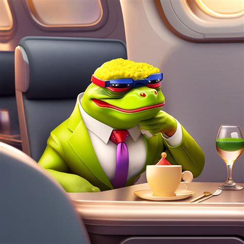 Lexica Pepe The Frog Meme In Business Class Sipping Champaign Very