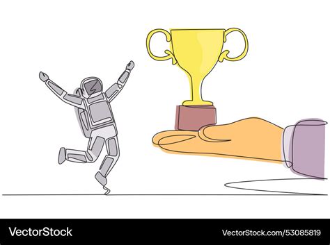 Single Continuous Line Drawing Young Astronaut Vector Image